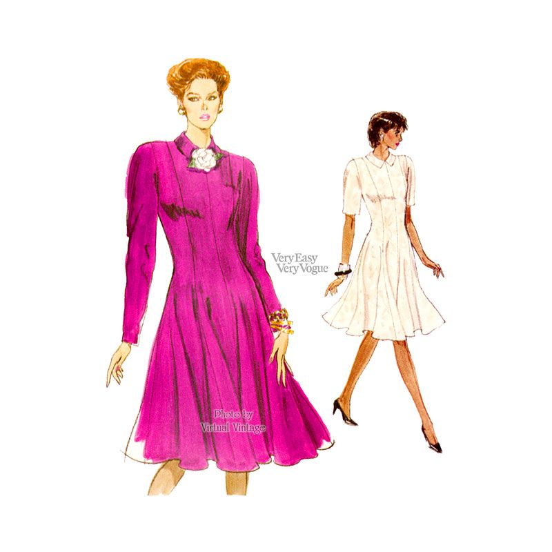Drop Waist Dress Pattern Very Easy Vogue 7383 | Virtual Vintage