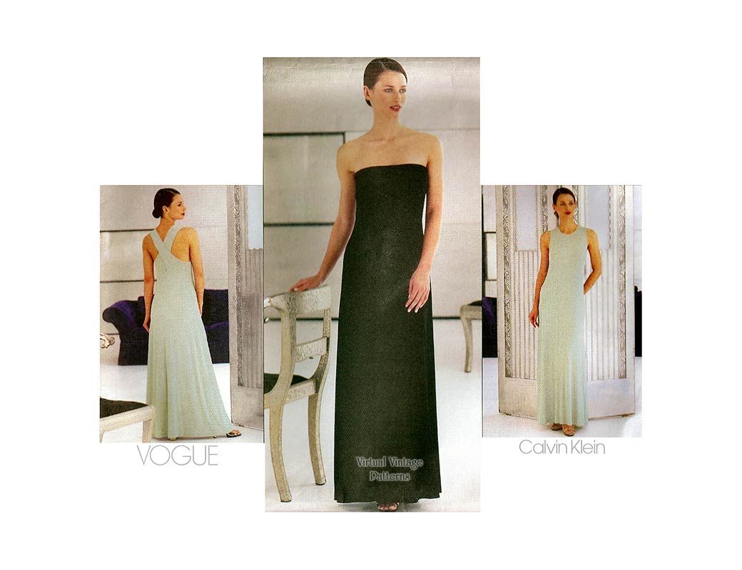 Calvin Klein Dress Pattern, Vogue 2276, Strapless A-Line Evening Gown